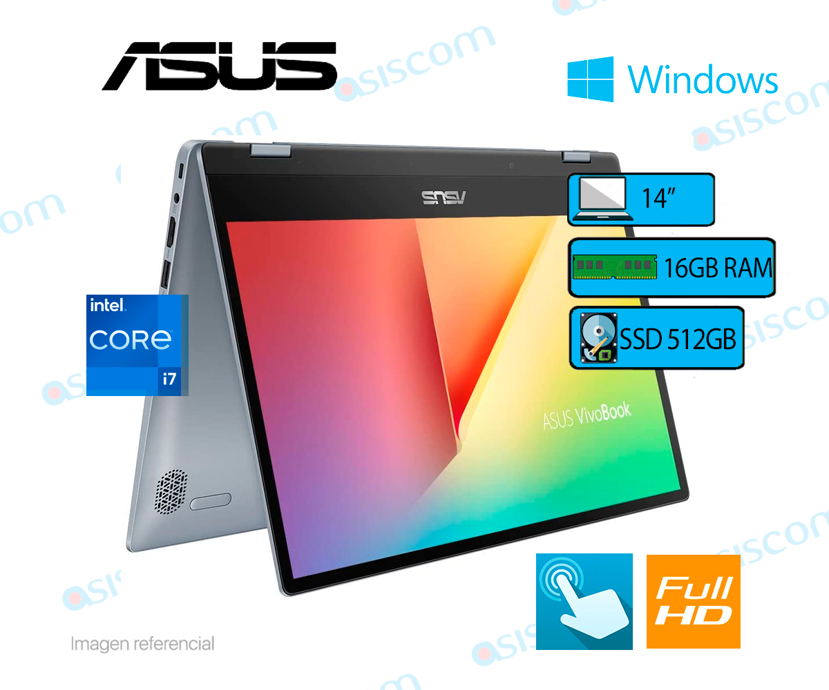 LAPTOP CONVERTIBLE ASUS VIVOBOOK FLIP 14 TP470EZ INTEL CORE I7-1165G7 ...