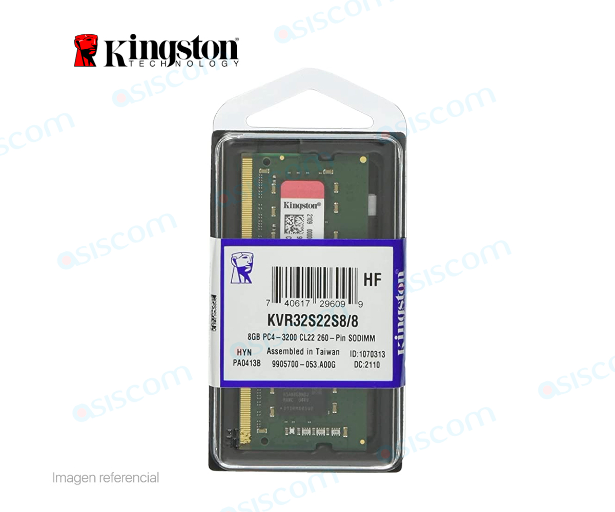 MEMORIA KINGSTON SODIMM DDR4 8GB/3200 ( KVR32S22S8/8 )