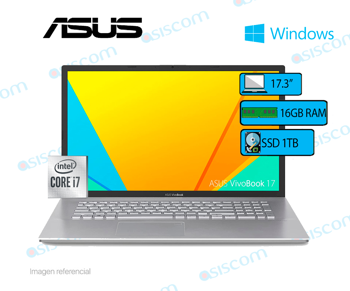 LAPTOP ASUS VIVOBOOK X712JA INTEL CORE I7-1065G7 RAM 16GB SSD 1TB LED ...