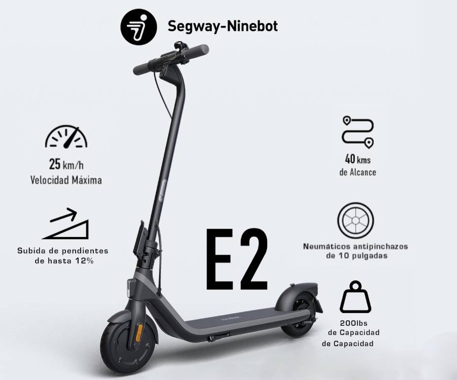 Scooter Eléctrica Segway Ninebot E2 Pro Negro